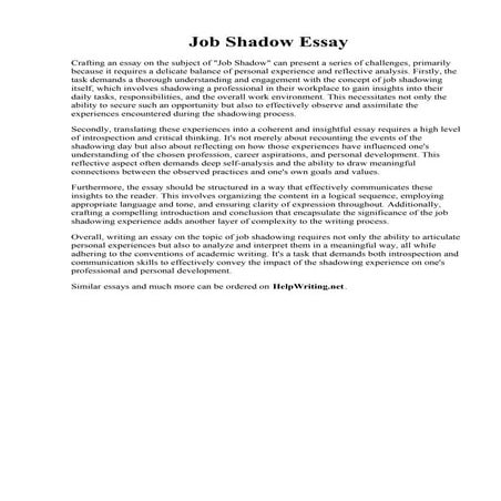 Job Shadow Essay | PDF