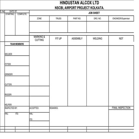 Job sheet | XLS