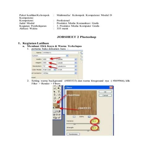 Jobsheet 2 efek kayu & warna terkelupas | PDF