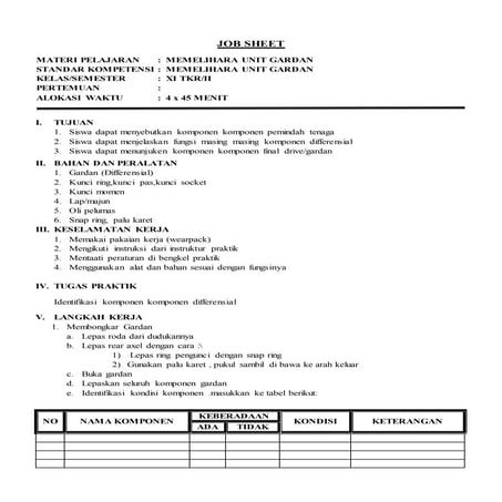 Job sheet gardan | DOCX