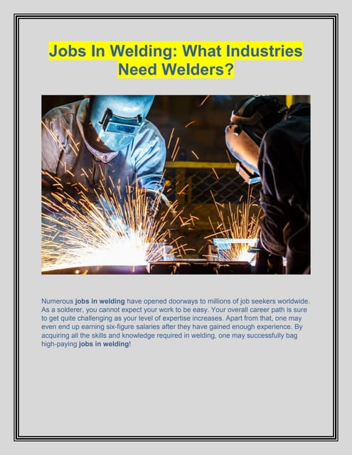 How many different types of welding jobs are available? | PDF