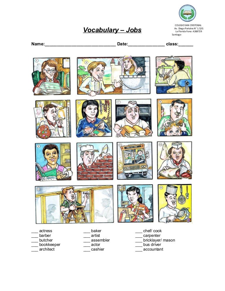 Jobs vocabulary handout
