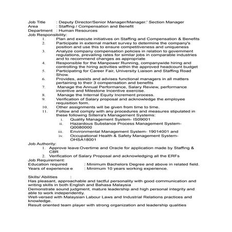 Job title section head | DOC