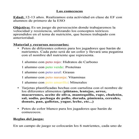 Juego "Los comecocos" | ODT