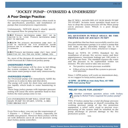 Jockey pump Sizing | PDF