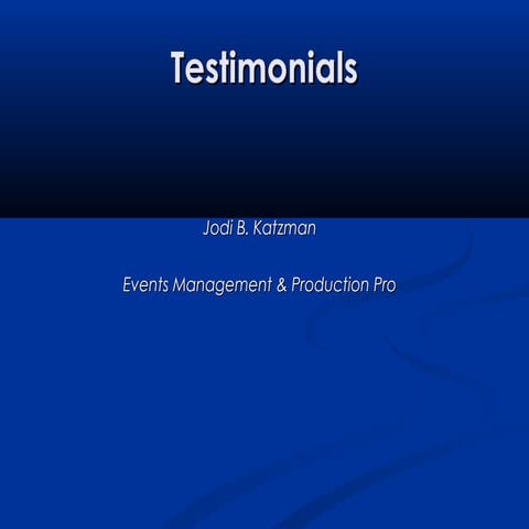 Jodi b katzman testimonials 2014revised jk | PPT