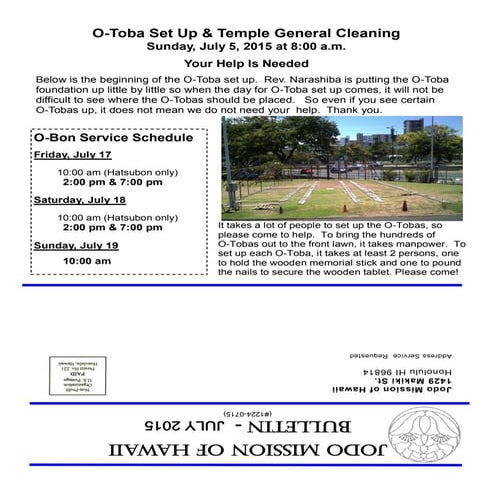 Jodo Mission Bulletin - July 2015 | PDF