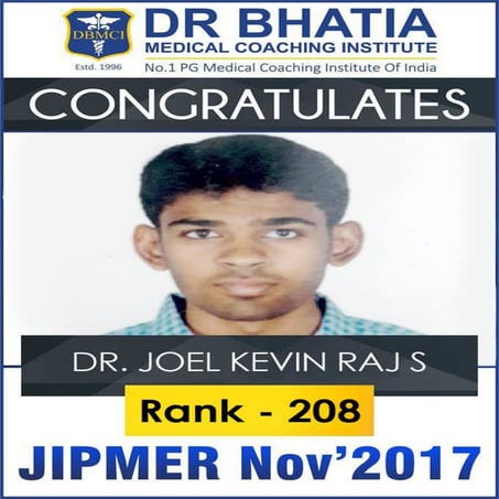 JOEL KEVIN RAJ S RANK 208- IN JIPMERNOV2017 DBMCI | PDF