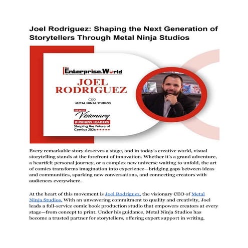 Joel Rodriguez_ Shaping the Next Generation of Storytellers Through ...