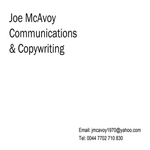 Joe Mcavoy presentations