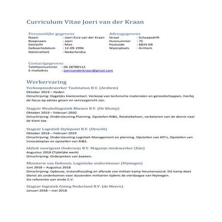 Joeri van der Kraan cv 02-2020 | PDF