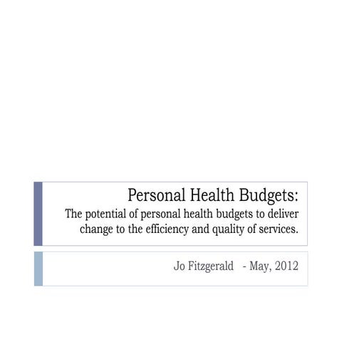 Jo Fitzgerald: Personal health budgets | PDF