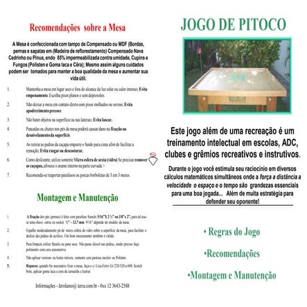 Jogo de pitoco manual regras e uso da mesa | PDF