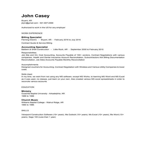 John Casey Resume | DOCX