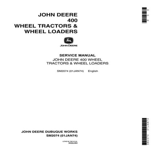 John-Deere JD400 Service Manual JOHN DEERE 400 WHEEL TRACTORS & WHEEL ...