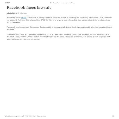 Facebook faces lawsuit | PDF