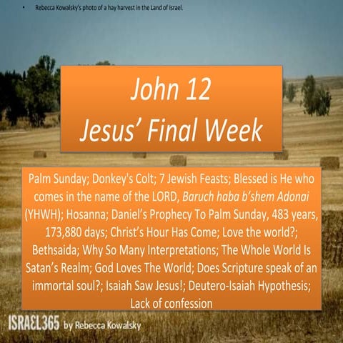 John 12;14-50, Jewish Feasts; Baruch haba YHWH; Hosanna; 173,880 days ...