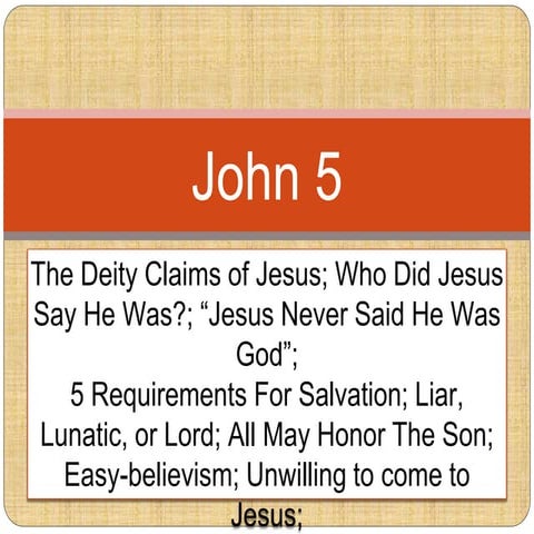 John 5, Jesus’ Deity; “Jesus Never Said He Was God”; 5 Requirements For ...