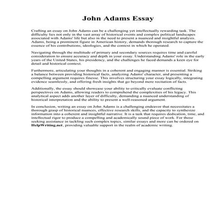 John Adams Essay. University of Minnesota, Twin Cities | PDF