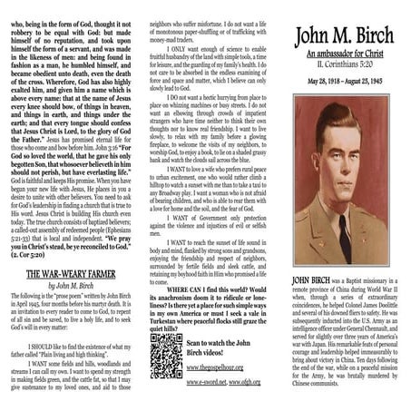 John Birch - An ambassador for Christ | Trifold A4 Gospel Tract Ready ...