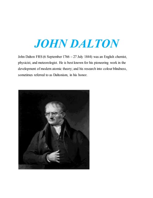 John Dalton | PPTX | Physics | Science