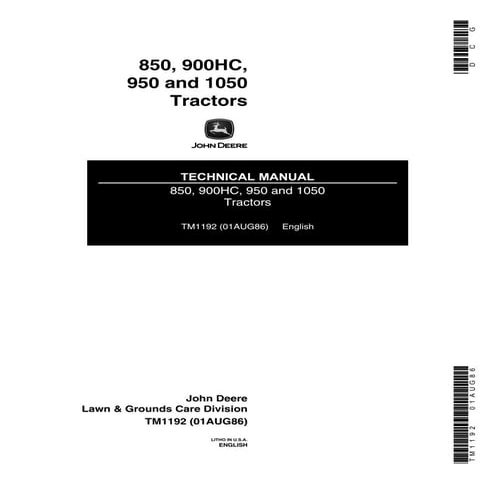 John deere 1050 tractor service repair manual | PDF