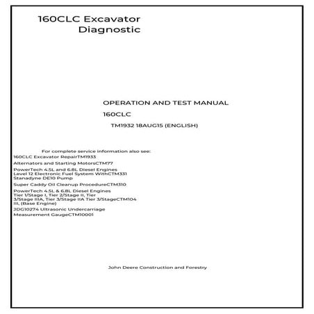 John Deere 160CLC Excavator Operation Test Manual TM1932.pdf