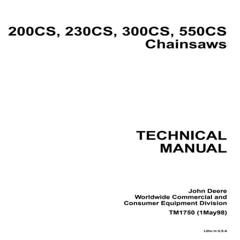 John deere 200 cs chainsaws service repair manual | PDF