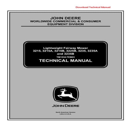 John Deere D100, D105, D110, D120 Lawn Tractors Service Repair Manual ...