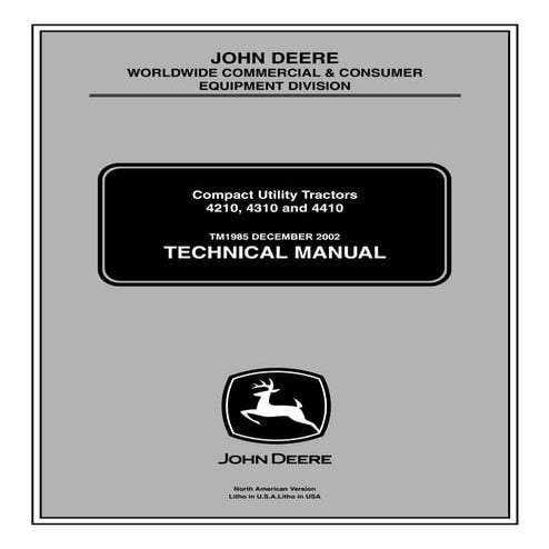 John deere x485 lawn & garden tractor service repair manual | PDF