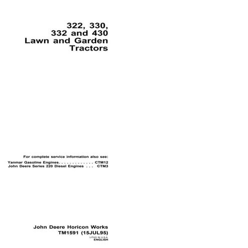 JOHN DEERE 430 LAWN GARDEN TRACTOR Service Repair Manual Instant ...