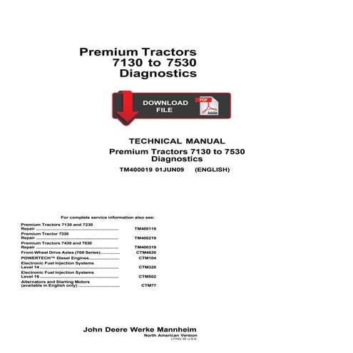 John Deere 7130 7230 7330 7430 7530 Tractors Diagnostic Service Manual.pdf