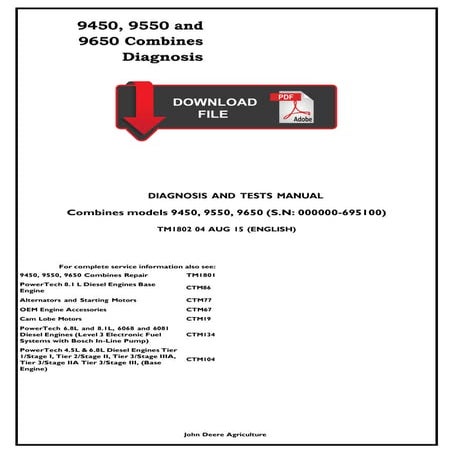 John Deere 9450 9550 and 9650 Combine Diagnostic and Test Manual TM1802.pdf