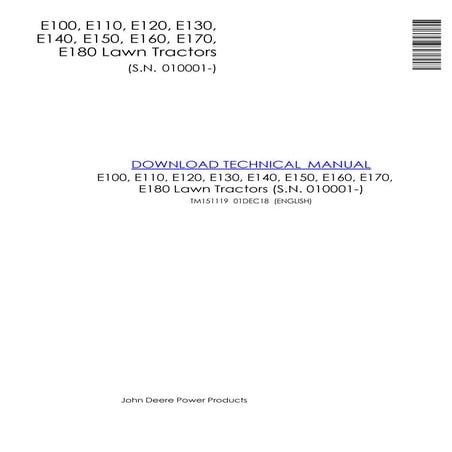 John Deere E160, E170, E180 Troubleshooting Service Manual | PDF