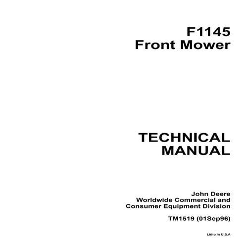 John deere f1145 front mower service repair manual | PDF
