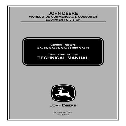 John deere gx255 lawn garden tractor service repair manual | PDF