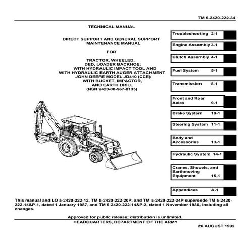 John deere jd410 backhoe loader service repair manual | PDF