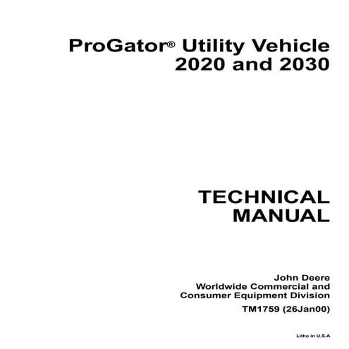 John deere pro gator utility vehicle 2020 service repair manual (tm1759 ...