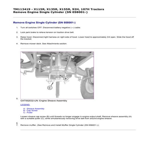 John Deere X155R Riding Lawn Tractor Service Repair Technical Manual ...