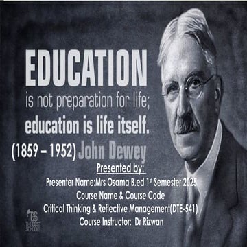 JOHN DEWEY PPT presentation for schoolss | PPTX