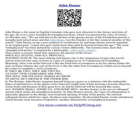 John Donne Essay | PDF