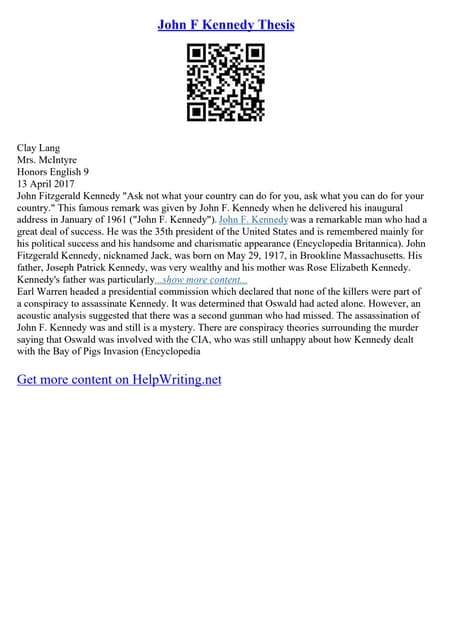 John F Kennedy Assassination Essay | PDF