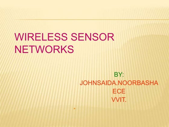wireless sensor network ppt | PPTX