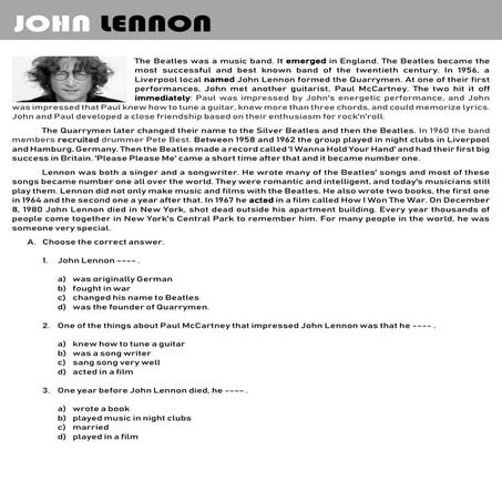 John lennon (simple past preint) | PDF