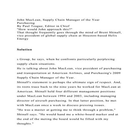 John MacLean, Supply Chain Manager of the YearPurchasingBy Pau.docx