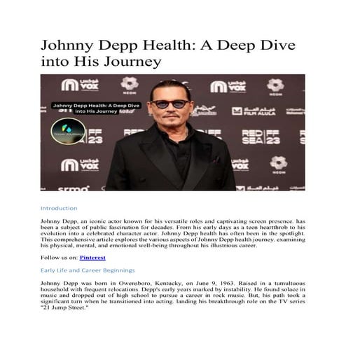 Johnny Depp Health: A Deep Dive into His Journey | DOCX