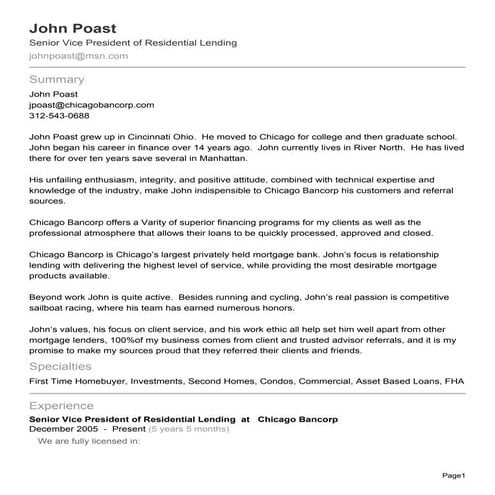 John Poast Linkedin Res | PDF