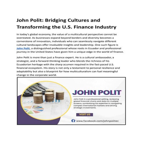 John Polit: Bridging Cultures in Finance | PDF