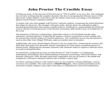 John Proctor The Crucible Essay | PDF