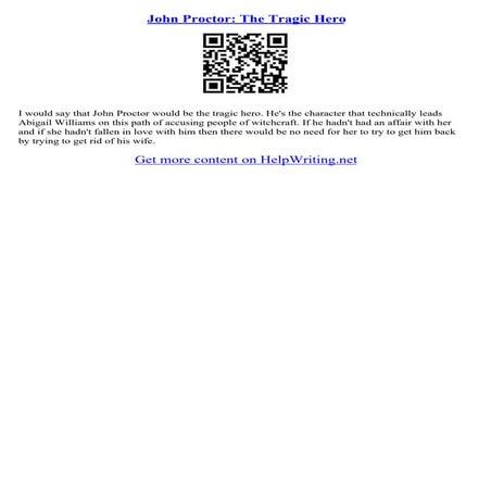 John Proctor Tragic Hero Essay | PDF